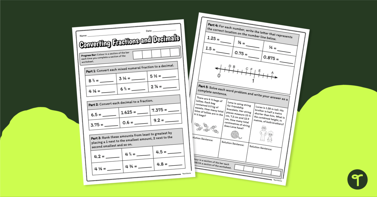 Converting Decimals to Fractions Worksheet - Worksheets Library