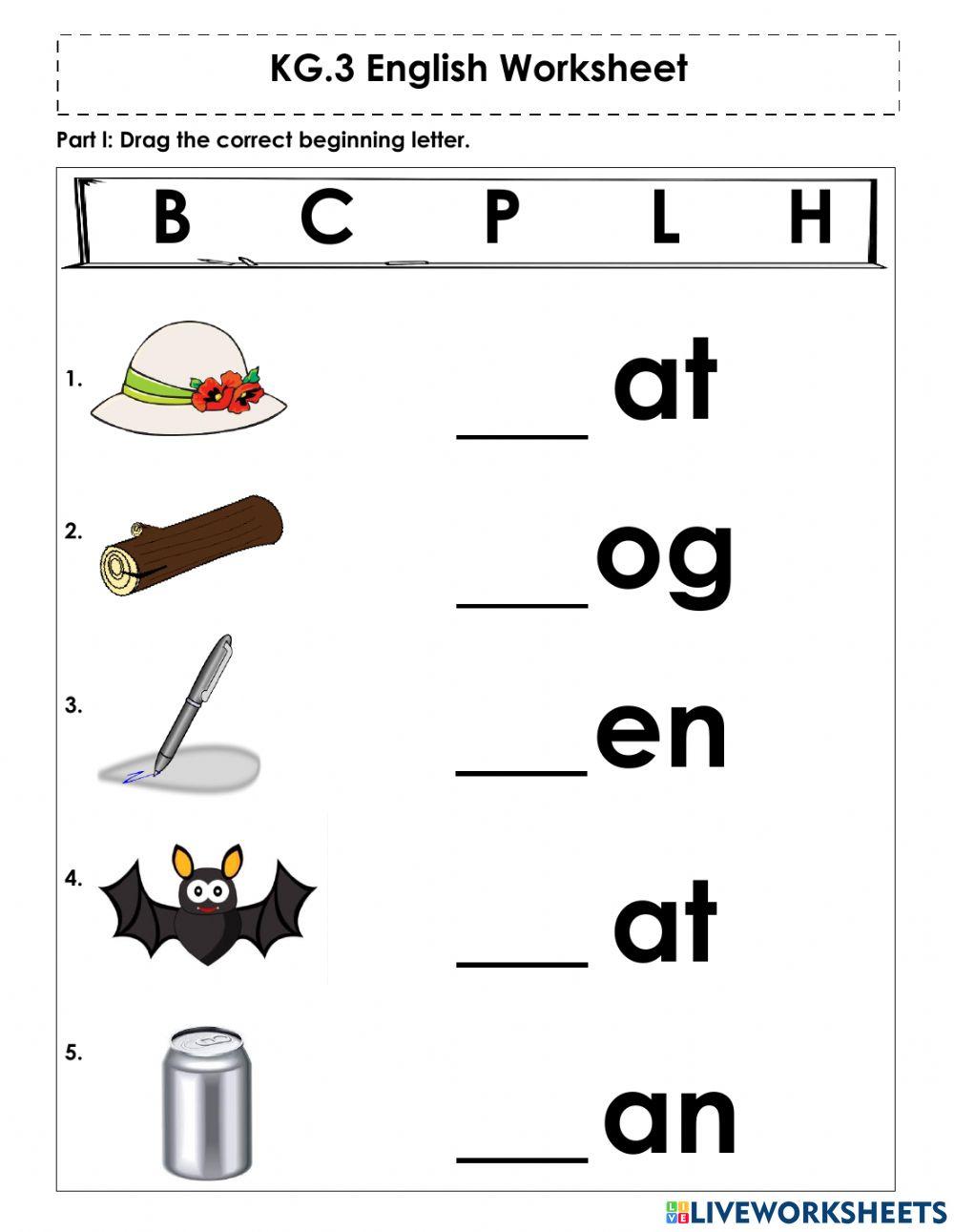 KG3 English Worksheet interactive worksheet | Live Worksheets - Worksheets Library