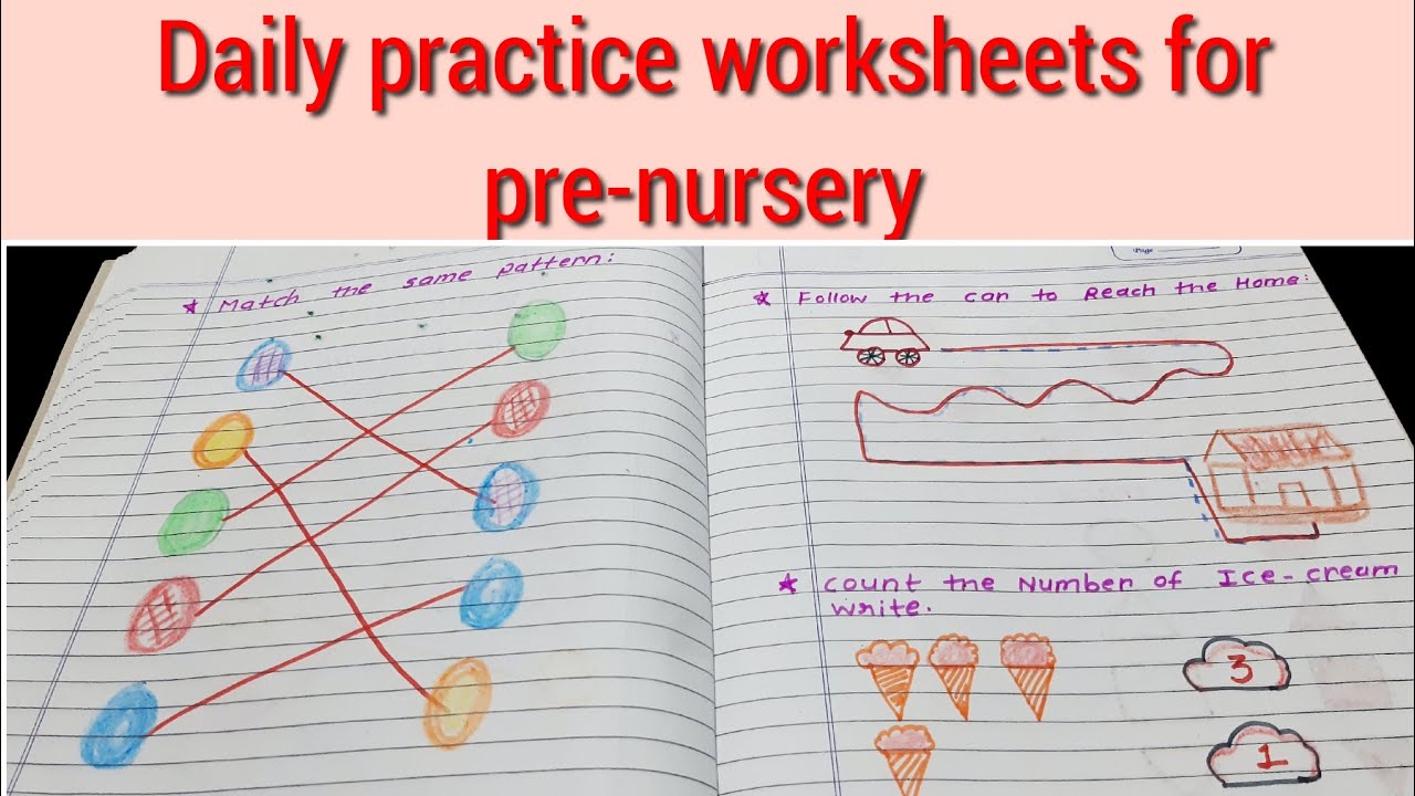 Daily Practice Worksheets For Pre nursery Class Kindergarten