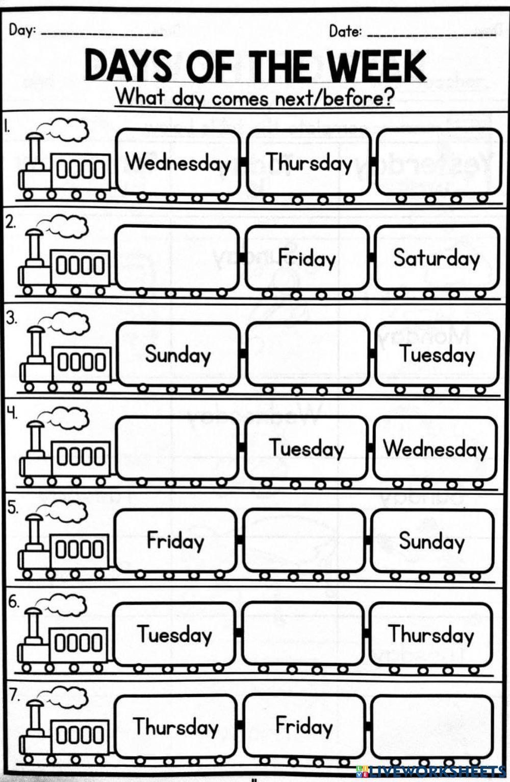 Days Of The Week Online Exercise For Year 2 Live Worksheets Days Of The Week Online Exercise For Year 2 Live Worksheets