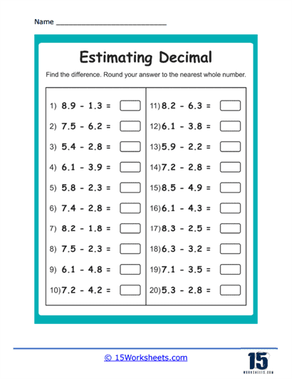 Estimating Decimals Worksheets - 15 Worksheets.com - Worksheets Library