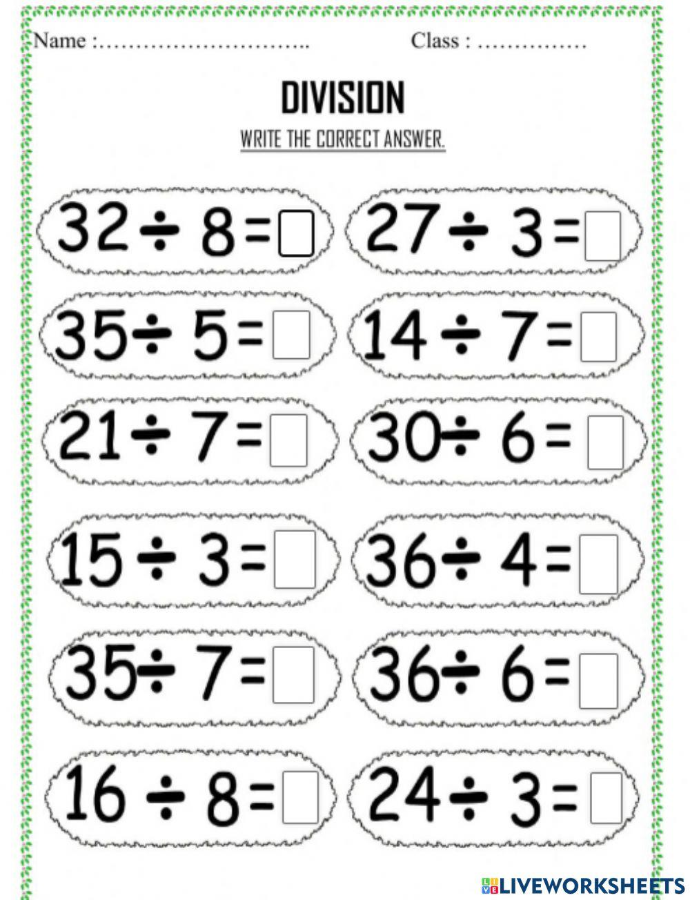 Free worksheet on division grade 3, Download Free worksheet on division ...