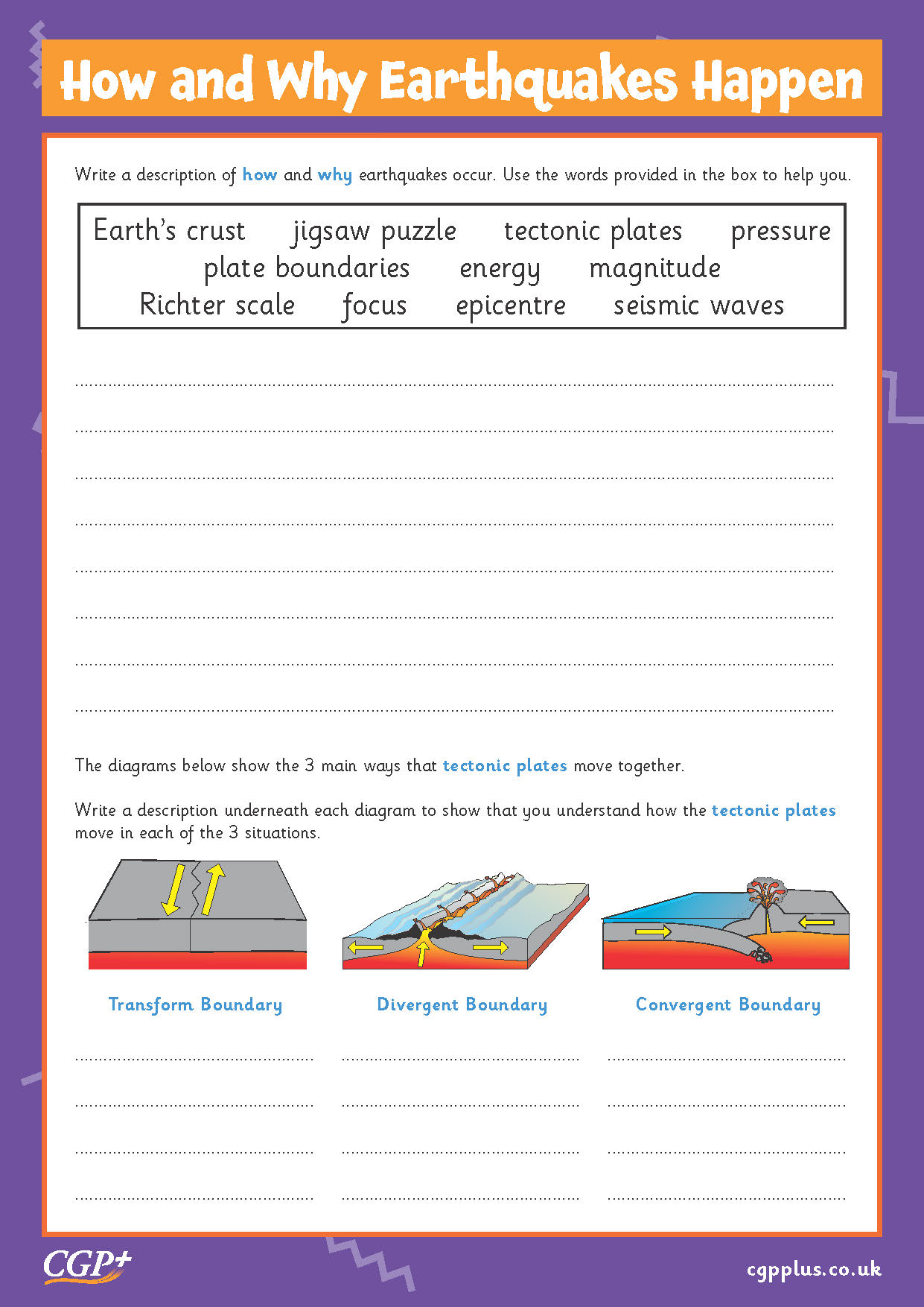 Free earthquake worksheets for use when learning all about earthquakes ...