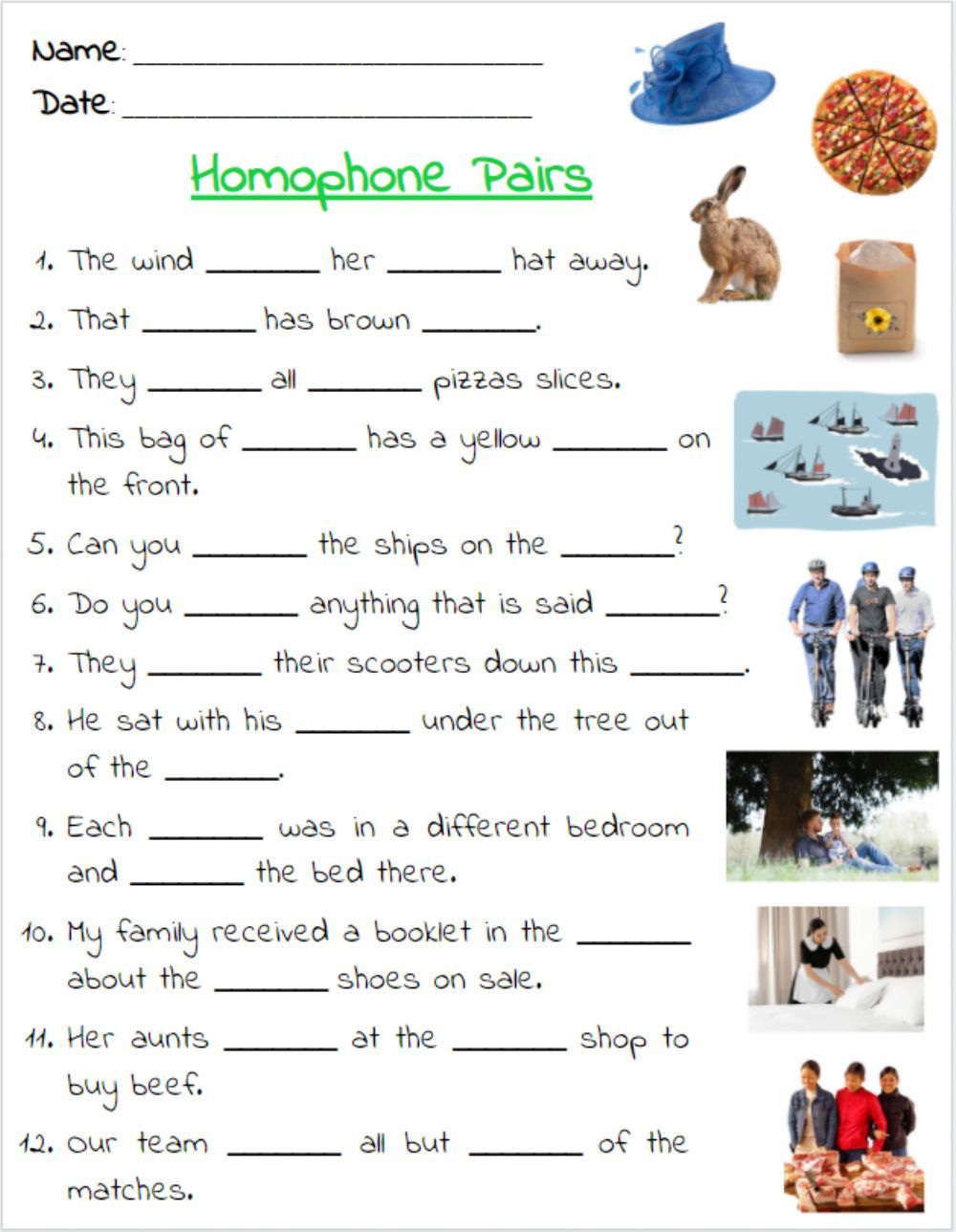 Homophone Exercise 1 worksheet - Worksheets Library