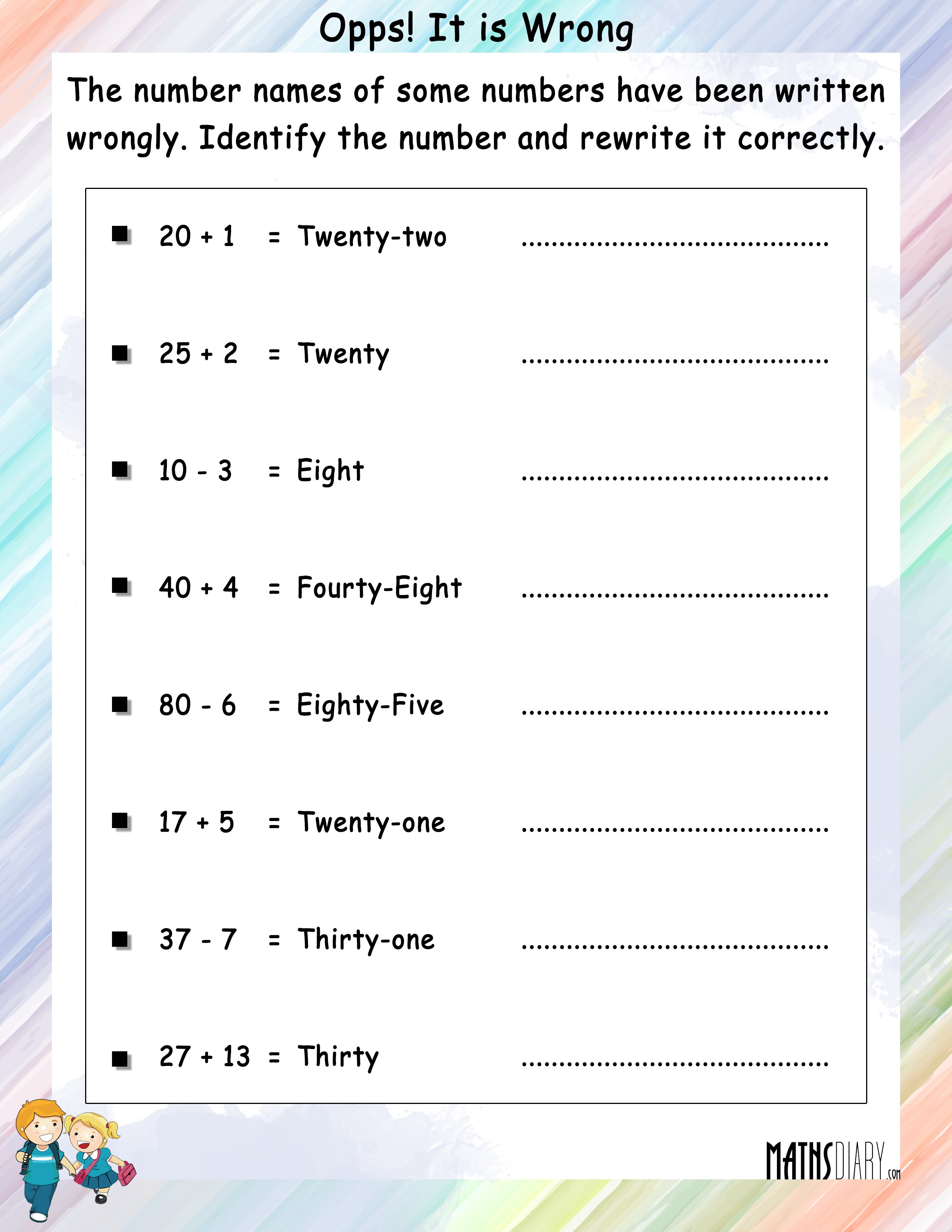 Free worksheet on number names for, Download Free worksheet on number names for png images, Free ...