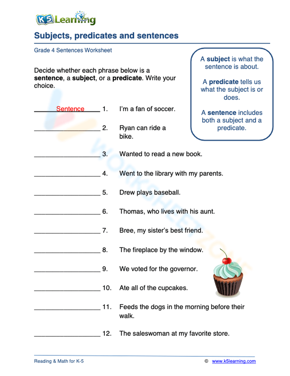 Subject and Predicate Worksheet by Vivianna Caballero | TPT ...