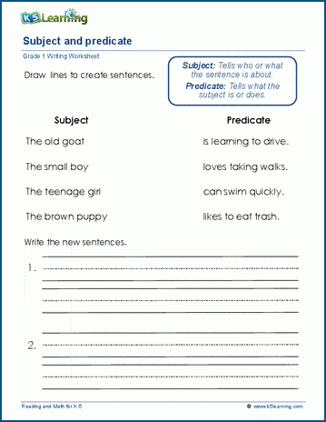 Subjects, Predicates, and Objects Worksheet | Sentence Structure ...