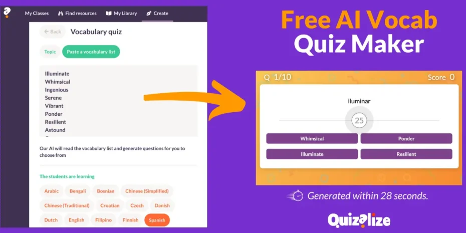 Free AI Vocabulary Quiz Maker - Worksheets Library