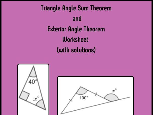 Exterior Angles Of Triangles Solve For The Variable Worksheet