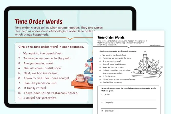 Grade 3 Narrative Writing Time Order Words Worksheets | Workybooks ...