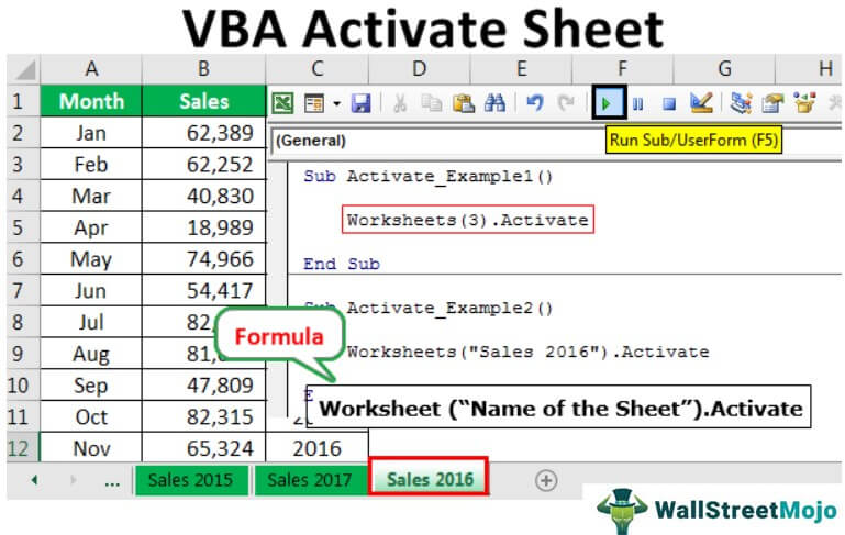 VBA Activate Sheet - Examples, How to Activate Excel Worksheet? - Worksheets Library