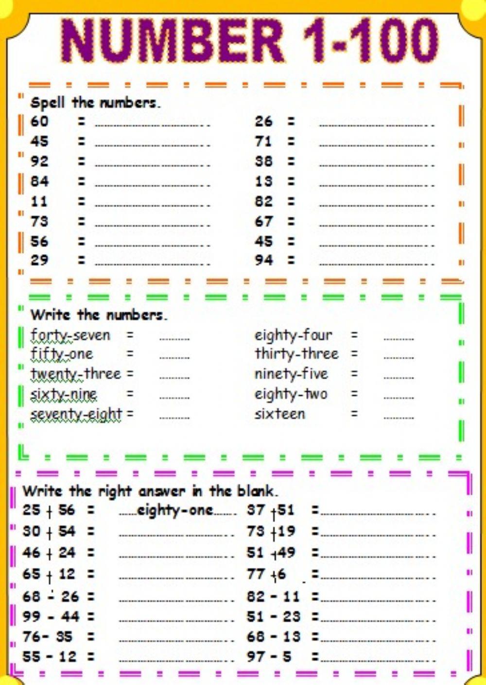 Numbers 1 TO 100 activity | Live Worksheets - Worksheets Library