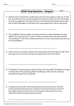 Equation Word Problems Worksheets - Worksheets Library
