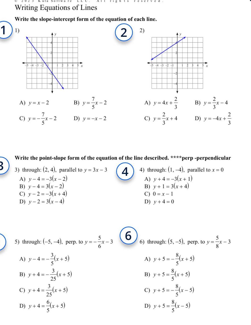 Free Writing Equations Of Lines Worksheet Answers Download Free