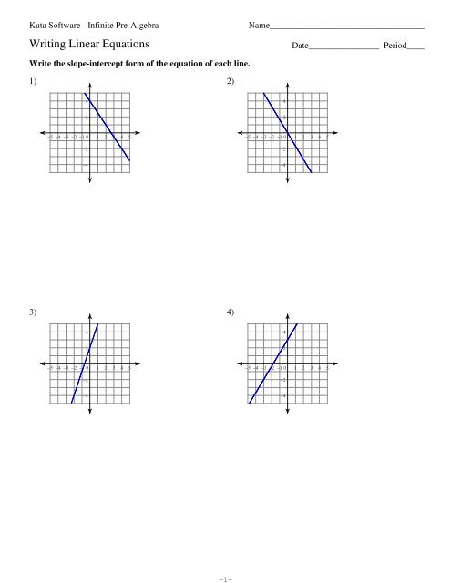 Free writing linear equations in slope intercept form worksheet ...