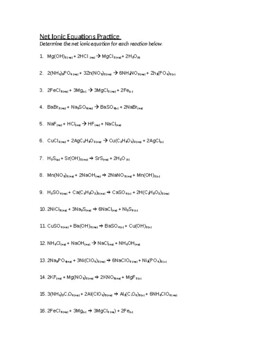 Free writing net ionic equations worksheet, Download Free writing net ...