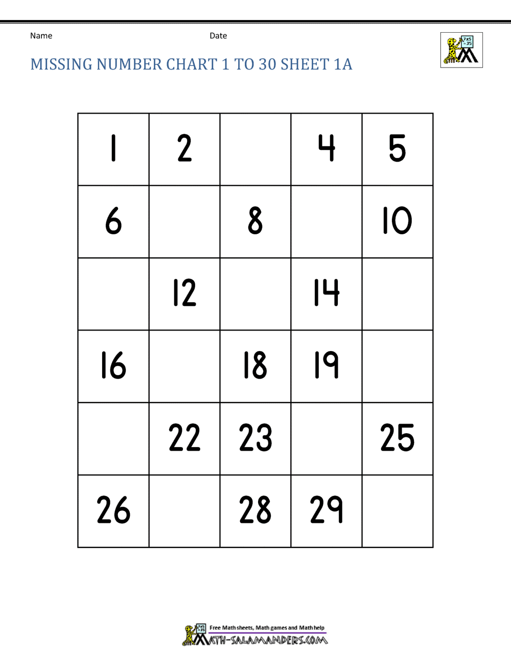 Counting to 30 - Kindergarten Counting Worksheets | A Wellspring - Worksheets Library