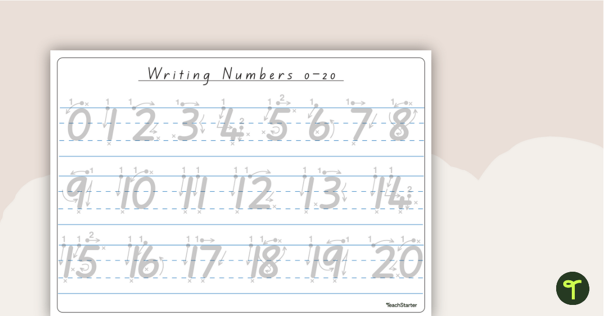 Tracing Numbers 0-20 Handwriting Worksheet | Teach Starter - Worksheets Library