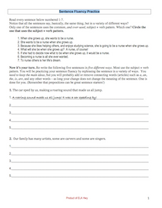 Sentence Fluency: Structure Practice #2 - Worksheets Library