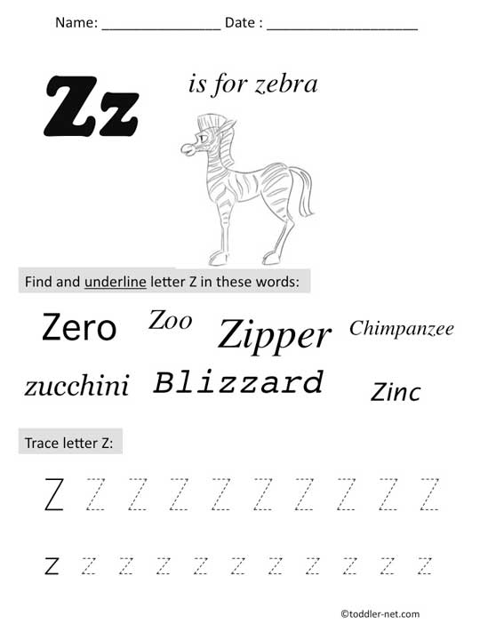 Uppercase Letter Z Tracing Worksheet - Doozy Moo - Worksheets Library